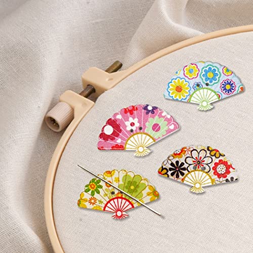 4 Pieces Fan Needle Minder，Magnetic Pin Holder for Cross Stitch, Needlework and Embroidery Accessories，Magnetic Needle Nanny