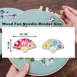 4 Pieces Fan Needle Minder，Magnetic Pin Holder for Cross Stitch, Needlework and Embroidery Accessories，Magnetic Needle Nanny