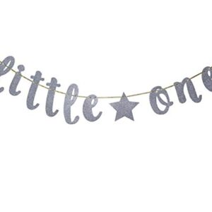 Welcome Little One Glitter Banner, Baby Shower, Gender Reveal Party, Glitter Party Decor (Silver)