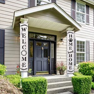 2 Pieces Welcome Home Banner Vertical Welcome Signs for Front Porch, Home Sweet Home Welcome Navy Army for Party Home Indoor Outdoor Decorations