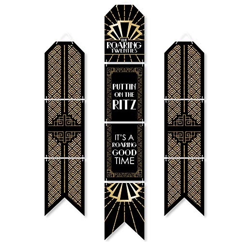 Big Dot of Happiness Roaring 20’s - Hanging Vertical Paper Door Banners - 1920s Art Deco Jazz Party Wall Decoration Kit - Indoor Door Decor