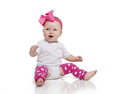 juDanzy Polka Dot Leg Warmers for Baby or Toddler Boys and Girls (One Size (12 pounds to 10 years), Hot Pink Polka Dot)