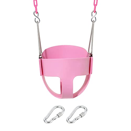 Take Me Away Pink Swing Seat - Heavy Duty Chain Plastic Coated - Playground Swing Set Accessories Replacement