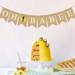 Pudodo Burlap Oh Babee Banner Bumble Bee Themed Baby Shower Gender Reveal 1st Birthday Party Nursery Wall Decoration