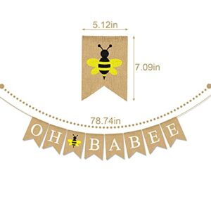 Pudodo Burlap Oh Babee Banner Bumble Bee Themed Baby Shower Gender Reveal 1st Birthday Party Nursery Wall Decoration