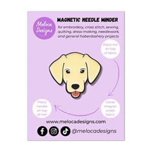 meloca designs dog needle minder for cross stitch, embroidery, sewing, quilting, needlework and haberdashery