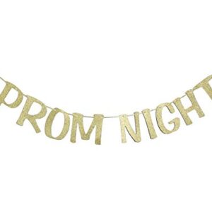 Prom Night Gold Glitter Banner, Prom Party Paper Decors Backdrops, Graduation Garland, Class of 2023 Grad Party Decorations Supplies (Gold)