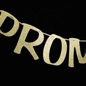 Prom Night Gold Glitter Banner, Prom Party Paper Decors Backdrops, Graduation Garland, Class of 2023 Grad Party Decorations Supplies (Gold)