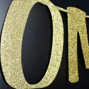 Prom Night Gold Glitter Banner, Prom Party Paper Decors Backdrops, Graduation Garland, Class of 2023 Grad Party Decorations Supplies (Gold)