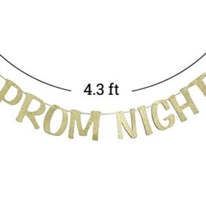 Prom Night Gold Glitter Banner, Prom Party Paper Decors Backdrops, Graduation Garland, Class of 2023 Grad Party Decorations Supplies (Gold)