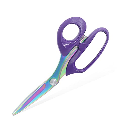 Newness Premium Fabric Scissors, Heavy Duty Sewing Tailor Scissors, Ultra Sharp Titanium Coating Forged Stainless Steel Blade Shears, Unique Purple Craft Scissor for Home Office School Use, 8.3 Inches