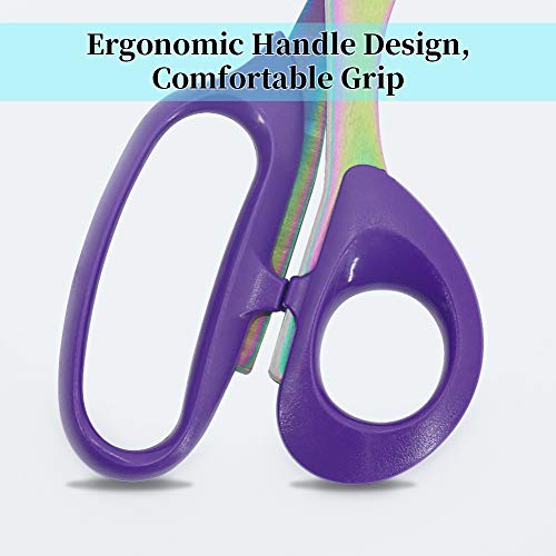 Newness Premium Fabric Scissors, Heavy Duty Sewing Tailor Scissors, Ultra Sharp Titanium Coating Forged Stainless Steel Blade Shears, Unique Purple Craft Scissor for Home Office School Use, 8.3 Inches