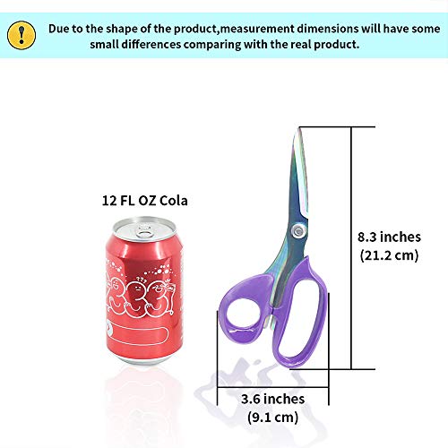 Newness Premium Fabric Scissors, Heavy Duty Sewing Tailor Scissors, Ultra Sharp Titanium Coating Forged Stainless Steel Blade Shears, Unique Purple Craft Scissor for Home Office School Use, 8.3 Inches