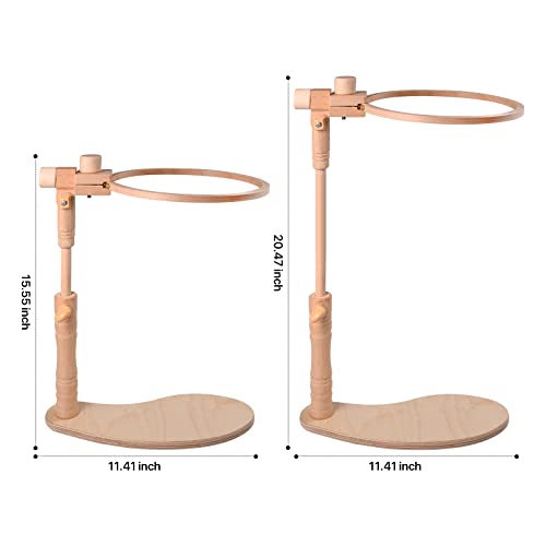 CHIVENIDO Embroidery Stand - Adjustable Rotated Cross Stitch Stand, Beech Wood Embroidery Hoop Stand Holder for Cross Stitch Frame Lap Stand, Hands Free Sewing Craft Embroidery Tools for Needlework