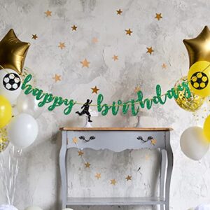 Felezon Soccer Happy Birthday Banner - Sports Theme Birthday Bunting Banner for Kids Boys Men Birthday Party Decoration - Soccer Birthday Party Supplies Photo Booth Props