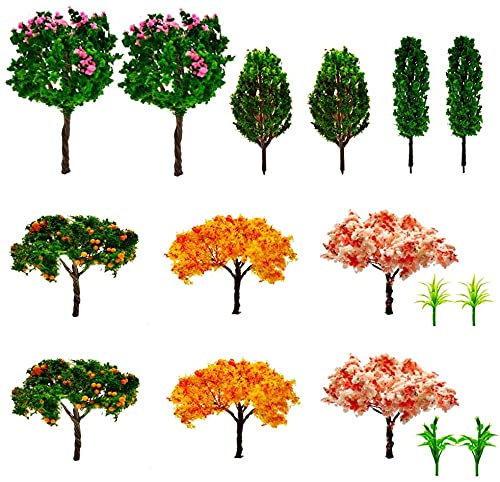 16 Pcs Miniature Fairy Garden Tree Plant Ornamentm, Mixed Model Trees 1-3 Inches, Miniature Dollhouse Pots Decor Moss Bonsai Micro Landscape DIY Craft Garden Ornament