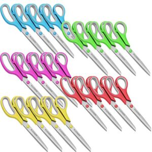 kuoniiy scissors,sharp scissors blade,ergonomic comfortable handle,sturdy sharp scissors for office home school sewing fabric craft supplies,20 pack,8inch