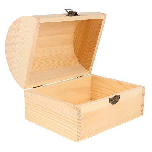 Hemoton Wood Craft Box Unfinished Wood Box Natural DIY Craft Stash Boxes Treasure Box Storage Trunks Storage Chests Jewery Case Gift Box with Hinged Lid Clasp for Arts Home Storage