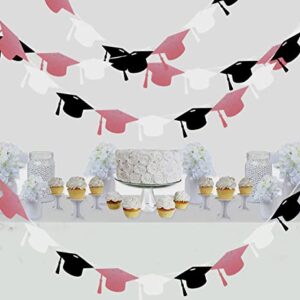 Maroon Graduation Party Decorations/Maroon Grad 2023 4pcs Graduation Hat Banner Garlands Glitter Burgundy White Black for 2023 Graduation Party Supplies