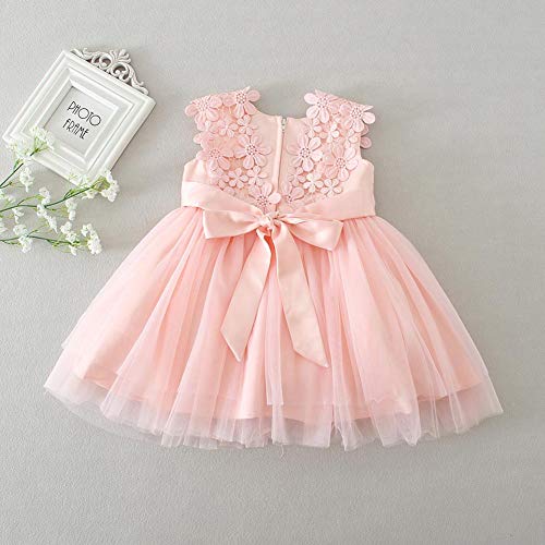 Happy Cherry Baby Girls Sleeveless Lace Formal Dress for Party Wedding 3-24 Months Pink