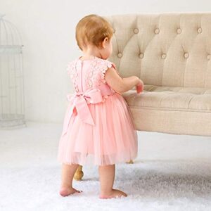 Happy Cherry Baby Girls Sleeveless Lace Formal Dress for Party Wedding 3-24 Months Pink