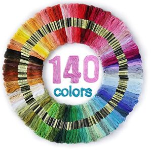 premium rainbow color embroidery floss 140 skeins per pack with cotton for cross stitch threads, bracelet yarn, craft floss, aroic embroidery floss set