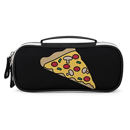 Pizza PU Leather Pencil Pen Case Organizer Travel Makeup Handbag Portable Stationery Bag