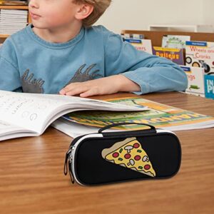 Pizza PU Leather Pencil Pen Case Organizer Travel Makeup Handbag Portable Stationery Bag