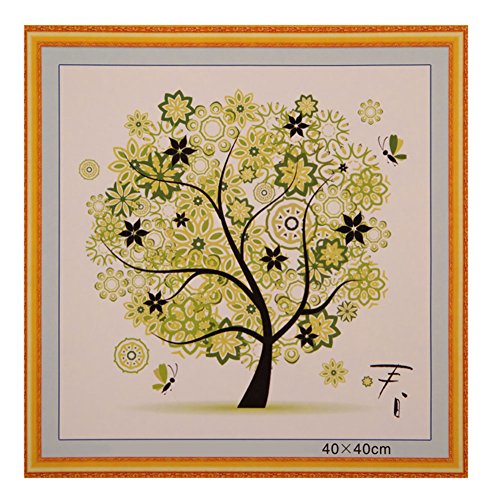 Printed Cross Stitch Kits,Alloyseed DIY Colorful Four Season Tree Stamped Cross Stitching Embroidery Kit Cross-Stitch Supplies Needlework Holiday Crafts Gifts 17.3X17.3 inch (Spring)