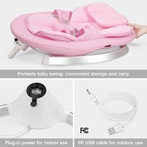 HARPPA Electric Baby Swing for Infants to Toddler, Portable Babies Swinger for Newborn Boy and Girls with 5 Swing Speed, Remote Control Music Speaker with 12 Preset Lullabies Enabled Bluetooth Pink