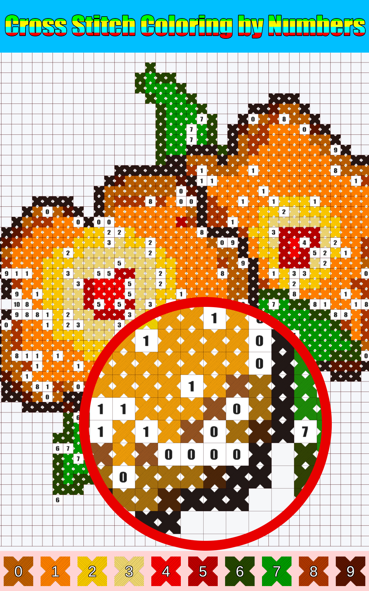 Stitch.io Coloring by Numbers Cross Stitch color game