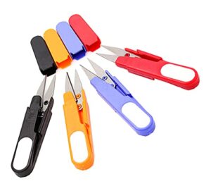 alimitopia portable scissor,multipurpose u-type small cutter fishing thread yarn scissor trimming nipper with protective cover for diy crafting projects(4 colors)