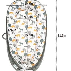 DHZJM Baby Lounger Cover,Newborn Lounger Cover for Boys , Baby Nest Cover ,Snugly Fit Infant Lounger for Baby, Infant Removable Slipcover100% Cotton Breathable Sleeping Bed Cover for Newborn (Animal)