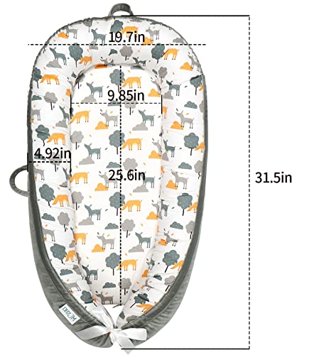 DHZJM Baby Lounger Cover,Newborn Lounger Cover for Boys , Baby Nest Cover ,Snugly Fit Infant Lounger for Baby, Infant Removable Slipcover100% Cotton Breathable Sleeping Bed Cover for Newborn (Animal)