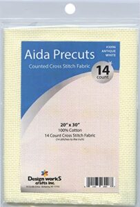 design works crafts 14 count aida fabric pre-cut, antique white