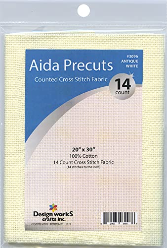 Design Works Crafts 14 Count Aida Fabric Pre-Cut, Antique White