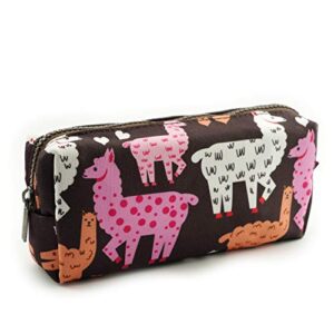 llama pencil case large capacity canvas pen bag pouch stationary case makeup cosmetic bag (llama)