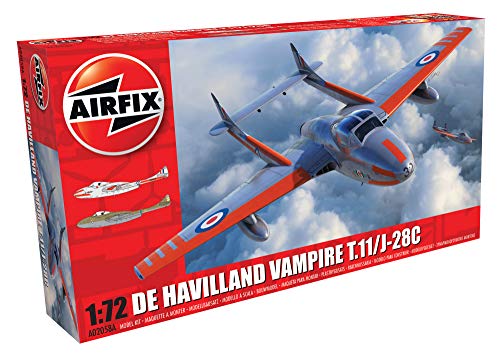 Airfix Quickbuild A02058A Air fix De Havilland Vampire T.11/J-28C 1, 72 Military Aviation Plastic Model Kit, Gray