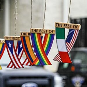 PUERTO RICO AND DOMINICAN REPUBLIC DOMIRICAN BORICUA DOMINICANO CARIBBEAN REARVIEW MIRROR MINI BANNER HANGING FLAGS FOR THE CAR UNITY FLAGZ™