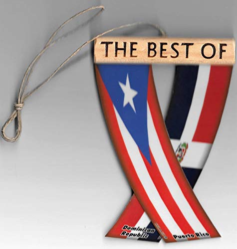 PUERTO RICO AND DOMINICAN REPUBLIC DOMIRICAN BORICUA DOMINICANO CARIBBEAN REARVIEW MIRROR MINI BANNER HANGING FLAGS FOR THE CAR UNITY FLAGZ™