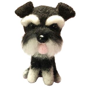 welliestr 1 set (black color) lovely schnauzer dog needle felting kit, needle felting tools felting kit with felting needles, instructions, felting foam mat, for felting beginner supplies