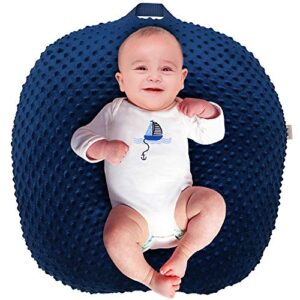 strechy minky newborn lounger cover, removable and ultra soft sung fitted baby lounger slipcover by bluesnail (navy)