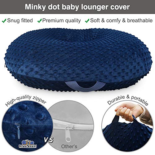 Strechy Minky Newborn Lounger Cover, Removable and Ultra Soft Sung Fitted Baby Lounger Slipcover by BlueSnail (Navy)