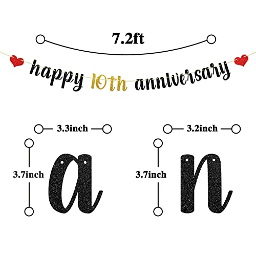 Maicaiffe Happy 10th Anniversary Banner - for 10th Wedding Anniversary / 10th Anniversary Party / 10th Birthday Party Decorations (10th)