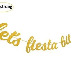 Glamoncha Let's Fiesta Bitches Gold Glitter Banner Sign Garland for Mexican Fiesta Party Bridal Shower Bachelorette Party Decorations