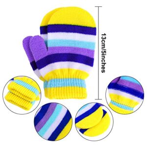 Cooraby 6 Pairs Warm Toddler Mittens Magic Stretch Kids Gloves Striped Mittens for Boys and Girls