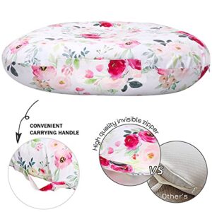 Floral Newborn Lounger Pillow Cover, Lounger Cover for Boys Girls,Pink Flower, Snugly Fit Infant Lounger for Baby, Infant Removable Slipcover, Breathable & Reusable (Lounger Pillow Not Included)