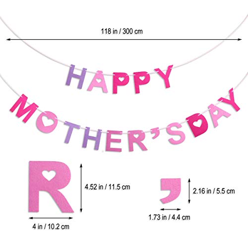 BinaryABC Happy Mother's Day Banners Bunting Garland Decoration,Capitalized Letter and Hearts Cutouts