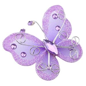 yosoo health gear purple wire butterflies, mesh butterfly sheer, 24pcs sheer mesh wire glitter butterfly wedding party clothing decoration diy supplies for decorating(purple)