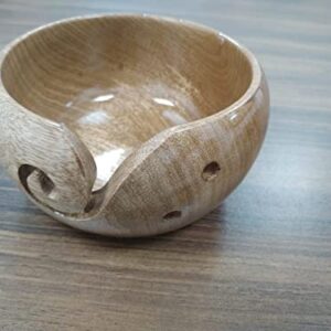 Decorative Yarn Bowl Weaving Supply Circular Yarn Storage Bowl Wooden for Knitting Crochet by SUFY Crafts (Small-6x6x3 Inch)